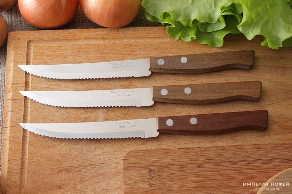 22200/305 Pisau Steak Tramontina Stainless Steel set 3 pcs Handle Kayu ...